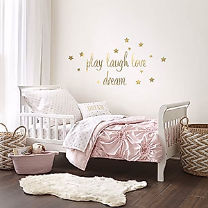 Levtex Baby Willow Gold Dot Pink 5 Piece Toddler Bedding Set,Kids Bedding - Reversible Quilt, Fitted Sheet, Flat Sheet, Pillowcase, Decorative Pillow