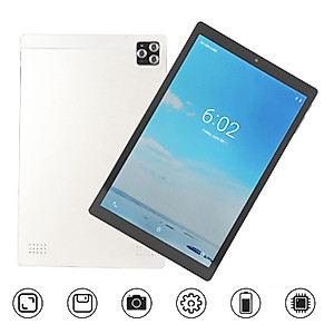 14:1710 Inch Tablet, 6GB 128GB 5G WiFi 2560x1600 Resolution HD Tablet, 2MP Front 5MP Rear Dual SIM Dual Standby Tablet PC for Business, Office, Gaming (Silver)