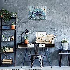 Canvas Wall Art For Bathroom Pictures For Wall Art Coastal Beach Submarine Picture Bedroom Living Room Bathroom Sign Blue Decor Ocean Canvas Artwork Paintings For Dining Room Office Spa 20x16 Inch