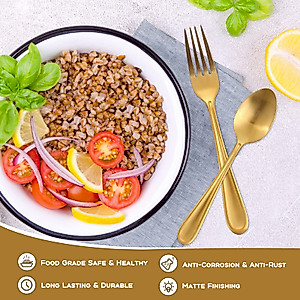 Matte Gold Silverware Set - viishow 20-Piece Stainless Steel Flatware Set for 4, Matte Gold Tableware Modern Satin Finished Kitchen Cutlery Set Eating Utensils Set, Dishwasher Safe