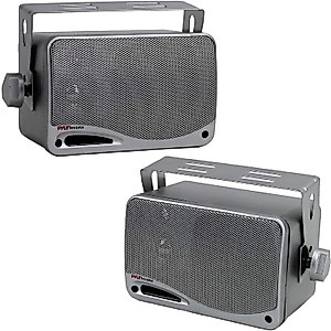 3-Way Weatherproof Outdoor Speaker Set - 3.5 Inch 200W Pair of Marine Grade Mount Speakers - in a Heavy Duty ABS Enclosure Grill - Home, Boat, Poolside, Patio, Indoor Outdoor Use - Pyle PLMR24 (White)