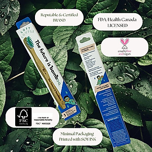 The future is bamboo Super Hero Kids Toothbrush - Made from Sustainable Bamboo for a Natural & Eco-Friendly Feel, Soft Wave Bristles, Biodegradable Wooden Handle | (Pack of 4, Super Hero)