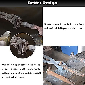 Blacksmith Railroad Spike Tongs for Holding Railroad Spikes Quick Railway Spike Pliers RR Spike Head Tongs, Length 15 in