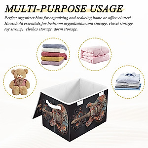 TecEr Guitar-musical Large Fabric Foldable Storage Bins with Lids and Handle, Decorative Storage Box Cube for Shelves Closet Home Bedroom Office