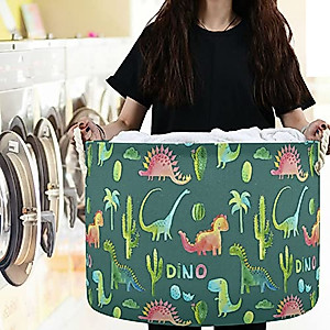 visesunny Funny Cartoon Dinosaur Cactus Laundry Baskets Fabric Storage Bin Storage Box Collapsible Storage Basket Toy Clothes Shelves Basket for Bathroom,Bedroom,Nursery,Closet,Office