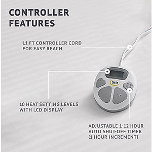 Serta Waterproof Heated Mattress Pad, Electric Bed Warmer with 10 Heat Settings, Auto Shut Off Timer, ETL Certified Electric Mattress Pad, Elastic Deep Pocket, Machine Washable, White Twin XL