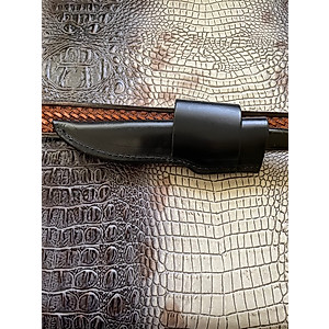 Carl Thomas Leathers Custom Cross Draw Knife Sheath Fits Buck 105 Knife, Fixed Blade Knife Holder, Black