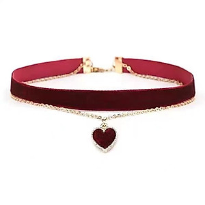 MOMOCAT Heart Necklace Adjustable Red Choker Classic Collar Necklaces for Women Velvet Goth Chocker Necklace