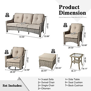 XIZZI Wicker Outdoor Furniture Patio Furniture Set - Patio Conversation Set,Outside Rattan Sofa Set for Garden,Poolside,Backyard,Deck (Beige, 8PCS,9 Seats+Coffee Table)