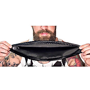 Beard Gains Beard Bandana - Mens Bedtime Bib Made In USA - Adjustable Facial Hair Apron Guard Bonnet Rag (Short String Over Ear)