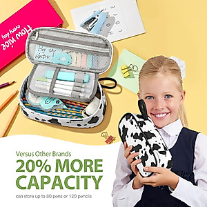 Jcocylse Large Capacity Pencil Case Portable Pencil Pouch Bag School Supplies for College Students Girls Boys Adults (Cow)