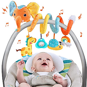 SAOTAENG Car Seat Toys, Infant Baby Color Elephant Stroller Toy Stretch & Spiral Activity Toy Baby Car Toys, Hanging Toys for Car Seat Crib Mobile, Newborn Sensory Toy Best Gift for 0 3 6 9 12 Months