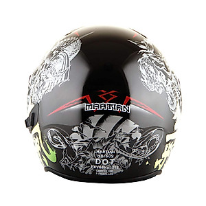 1Storm Motorcycle Open Face Fiber Glass Dual Visor Helmet Scooter Classical Knight Bike Samurai Black + One Extra Clear Shield