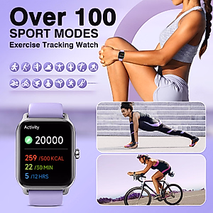 Quican Smart Watches for Women, iOS Android Phones Compatible, Waterproof Fitness Tracker Smartwatches with Call, Alexa Voice, Heart Rate Monitoring, Sleep Tracking, 1.8 Inches (Wisteria)