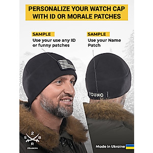 2SBR 2SABERS Tactical Winter Fleece Beanie with Patch Panel – Skull Watch Cap Hat Army