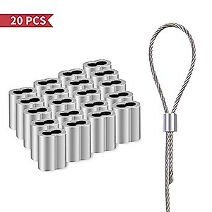 26ELE Picture Hanging Wire 50lb, Heavy Duty Stainless Steel Wire Rope for Hanging Picture Frame Mirror and Wall Art, Strong Metal Wire 100Feet with 20PCS Aluminum Crimping Sleeves