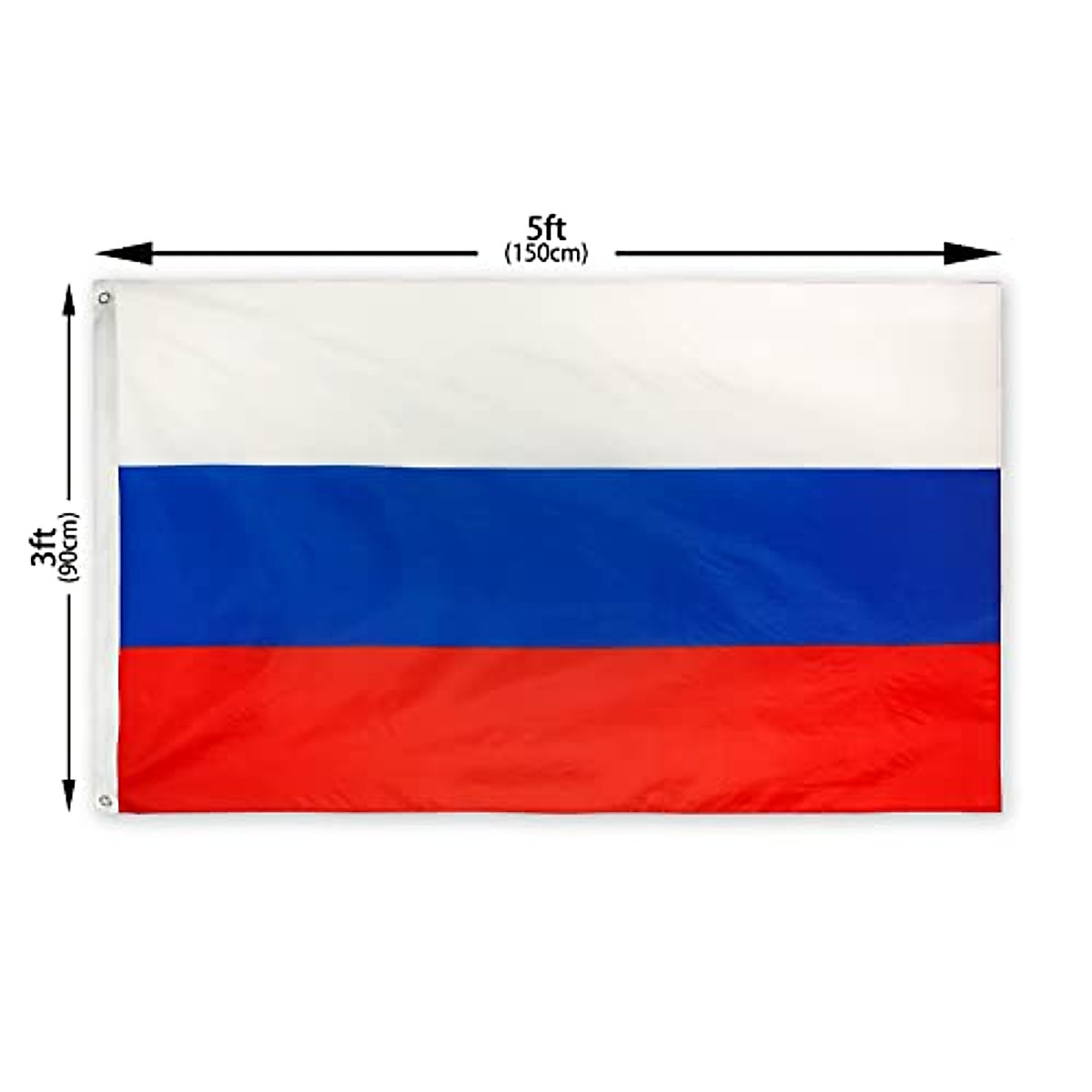 DANF Russia Flag 3x5 Ft Thick Polyester, Fade Resistant, Brass Grommets, Canvas Header, Double Sided Russian National Flags 3x5 Feet