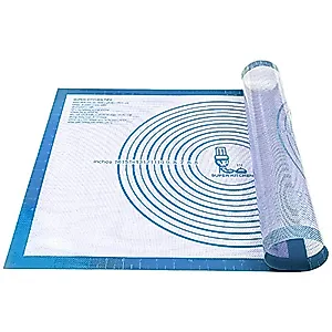 Nonstick Silicone Pastry Mat Extra Large with Measurements 28''By 20'' for Silicone Baking Mat, Counter Mat, Dough Rolling Mat,Fondant/Pie Crust Mat By Folksy Super Kitchen (20×28, Blue)