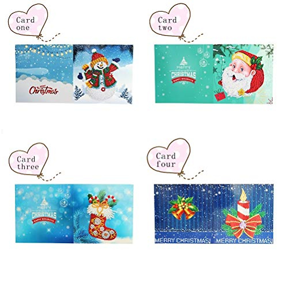 Christmas Cards 5D DIY Diamond Painting Round Drill Greeting Cards (8 Pcs)