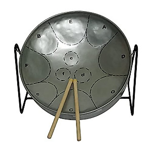 Miniature Steelpan (Steel Drum) 12 Inch Diameter 11 Notes with Instructional Book with Music from Trinidad & Tobago - Silver