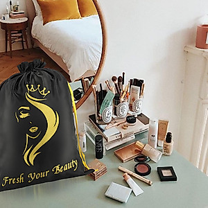 AIHOPESTO Silk Satin Bags Hair Packaging Bags For Bundles Soft Silk Satin Pouches with Drawstring Wigs Bags Hair Tools Storage Bags for Home and Salon Use (6 PCS Black)