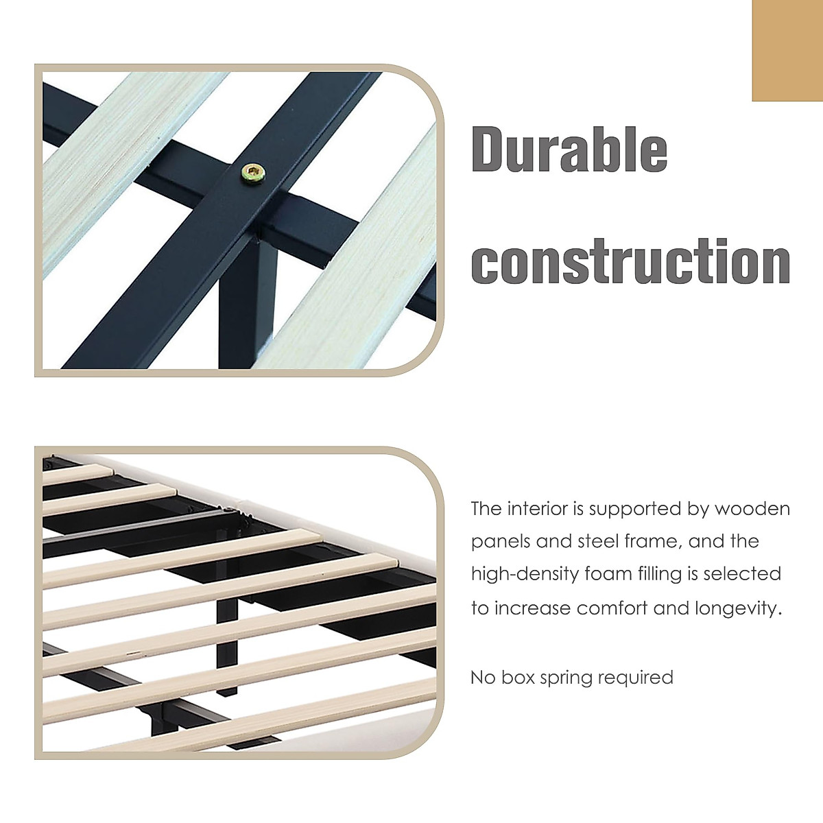 AGARTT Upholstered Platform Bed Frame Full Size with Headboard and Footboard/Wooden Slats Support/No Box Spring Needed/Easy Assembly, Beige Velvet