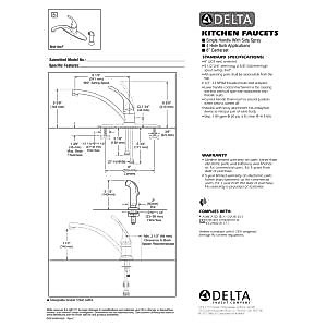 Delta Faucet Foundations Kitchen Faucet with Side Sprayer, Brushed Nickel Kitchen Sink Faucet, Single Handle Kitchen Faucet, Stainless B4410LF-SS