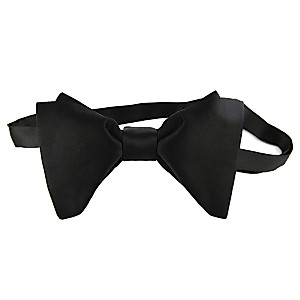 Mens Silk Oversized Bowtie Formal Tuxedo Big Bow Ties (Black)