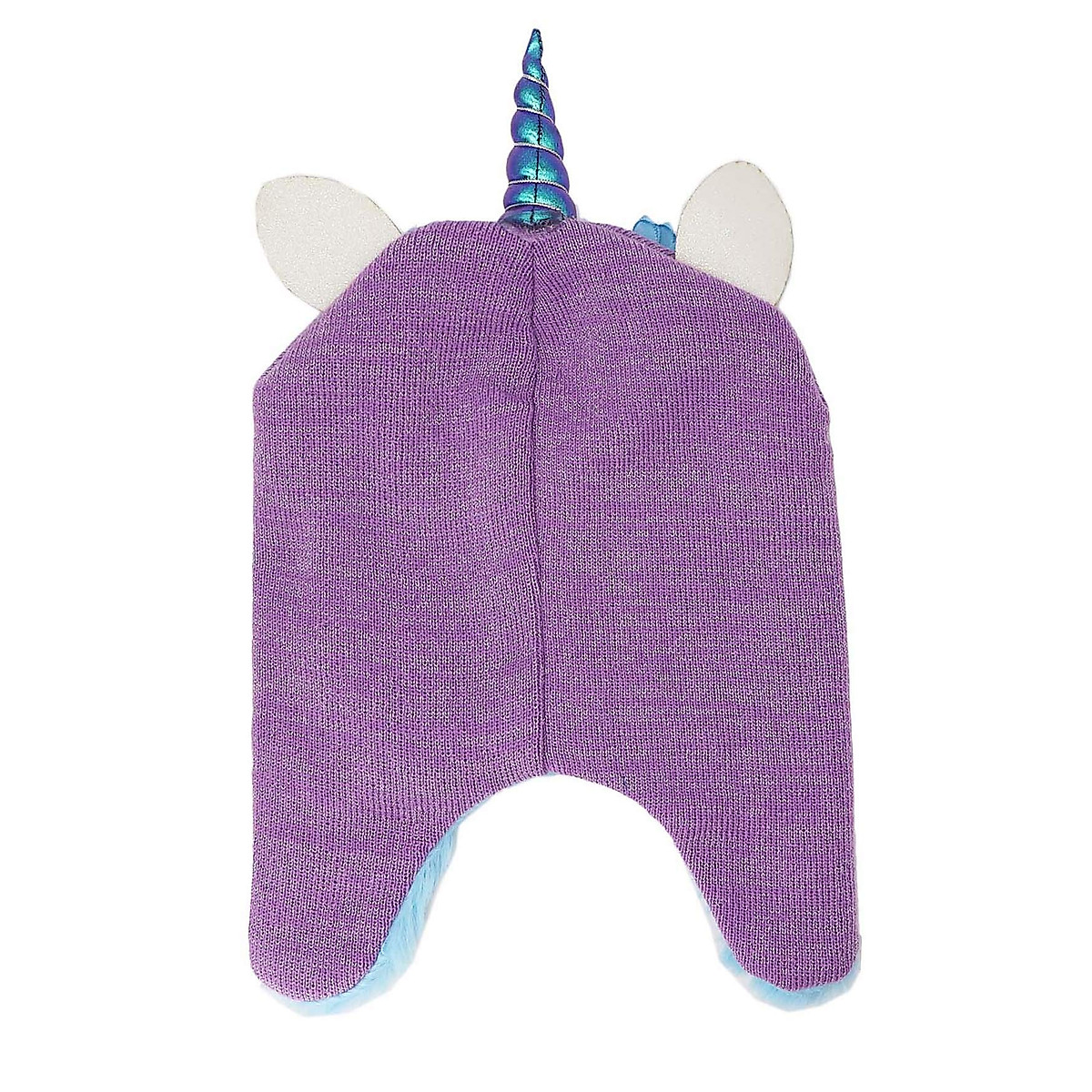 Little Girls Winter Unicorn Beanie Hat and Gloves Set Kids Knitted Earflap Cap Flip Top Mitten Set