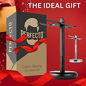 Perfecto Deluxe Black Razor and Brush Stand - The Best Safety Razor Stand. This Will Prolong The Life Of Your Shaving Brush
