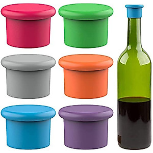 yiwoo wine cap,Silicone wine caps for bottles,Replace bottle stoppers,Wine Gifts-Wine Topper seal Reusable Bottle Caps (6 Pack)