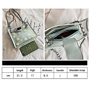 TiffyDance Women's Transparent Bag Little Daisy Pattern Printed Tote Clear Chain Bag Shoulder Bag Beach Bag (green)