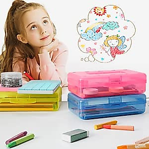 MaxGear Pencil Box, 3 Pack Large Hard Pencil Case Organizer, Durable Plastic Supply Box for Crayon Brush Painting School Supplies, Stackable Design Pencil Storage Box