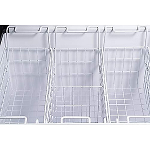 DUURA DDFC21 Commercial Mobile Ice Cream Display Chest Freezer Sub Zero Temp Curved Glass Top Frost Free Lid with 8 Wire Baskets, 71.7 Inch Wide 21.2 Cubic Feet, White, 21 cu.ft