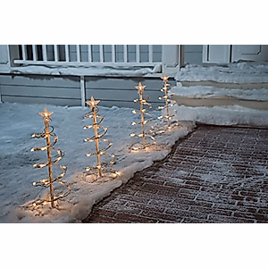 Joiedomi 4 Pack 18" Spiral Christmas Tree Pathway Light, 100 Count Warm White Waterproof Pathway Yard Stake for Christmas, Garden, Lawn, Indoor Outdoor Holiday Decoration