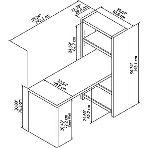 Bush Business Furniture Echo Craft Table, 56W, Pure White