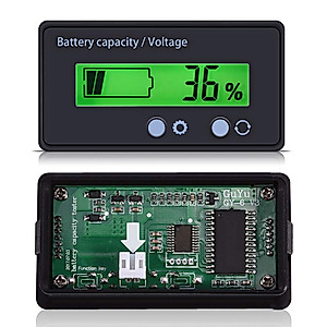 Battery acity Voltage Meter, DC 6-70V Battery acity Tester, Digital Battery Remaining acity Percentage Level Monitor Tester for Car Vehicle