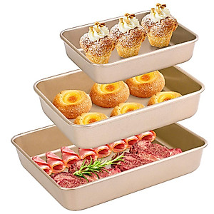AMAGABELI GARDEN & HOME Baking Pan Cookie Sheets set of 3 Tray 9/11/13 Inch Cookie Sheets for Baking Oven Roasting Pan Barbeque Grill Pan Jelly Roll Pan Nonstick Bakeware Premium BG286