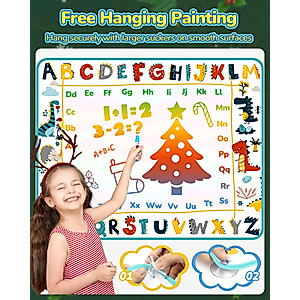 TECJOE Water Doodle Mat, 39 × 31 Inches Large Kids Painting Writing Water Drawing Mat, Mess Free Reusable Toddler Gift for Age 3 4 5 6 7 Years Old Girls Boys, Educational Toys Bring Magic Pens