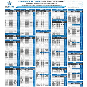 EzyShade 10-Layer Car Cover Waterproof All Weather - See Vehicle Size-Chart - Car Covers for Automobiles & Car Snow Cover - Full Exterior Covers - Winter Rain Sun SUV Sedan. Size A4 (See SizeChart)