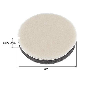 uxcell 3" Wool Felt Sponge Polishing Pad Hook and Loop Buffing Wheel Fine Polishing for Orbital Polisher Buffer 2 Pcs