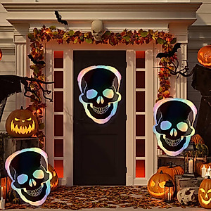 Halloween Balloons Skull Balloons Gradient Skeleton Balloons for Halloween Theme Party Decor Spooky Party Supplies Day of the Dead Decor Halloween Party Decoration Balloon Sets-3 Pcs