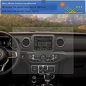 INNOSURE Tempered Glass screen Protector Designed for Jeep Wrangler (2018-2023), Gladiator (2020-2023), Dodge Charger(2018-2023) 8.4" Dashboard Touchscreen Anti Glare (Matte)