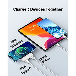 Yiisonger Magnetic Wireless Portable Charger, Foldable 10000mAh Battery Pack with USB-C Cable LED Display, Magnetic Power Bank 22.5W PD Fast Charging for iPhone 15/14/13/12/Pro/Mini/Pro Max(White)