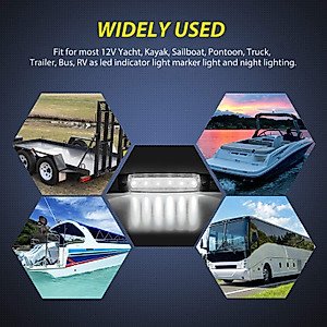 Nilight 10PCS 3.8” 6LED White LED Indicator Light Truck Camper Side Marker Light Marine Boat Stern Light Yacht Kayak Sailboat Trailer Bus RV Clearance Light 12V DC