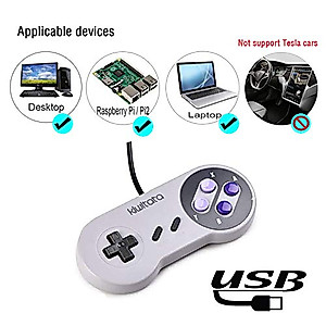 KIWITATA 2X Classic SNES USB Controller for Retro Gamings, Super NES Wired USB Joypad Game Controller for Windows PC Mac Raspberry Pi