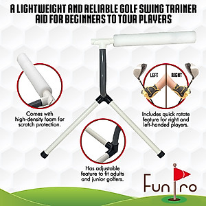 FunPro Golf Slice Corrector - Inside Approach Golf Swing Trainer Aid, Portable Golf Practice Tool for a Proper Swing, Golf Swing Training Aid for Beginners & Players, Lightweight, 1.3 lbs.
