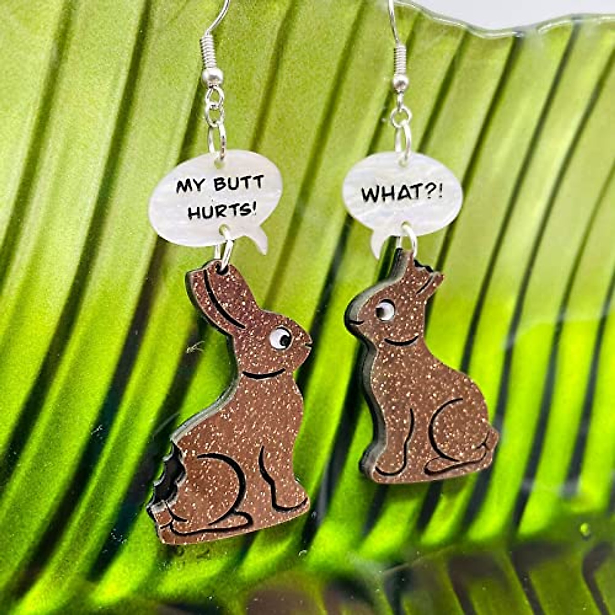 Bunny Conversation Earrings Acrylic Earrings Easter Cute Bunny Earrings, 1 Pair of Earrings for Women Girls