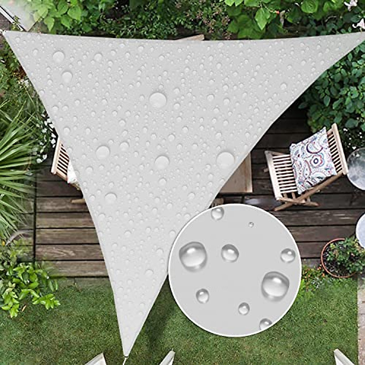 Windscreen4less Terylene Waterproof Sun Shade Sail UV Blocker Triangle Sunshade Patio Canopy Sail 12' x 12' x 12' in Color Light Grey 260GSM