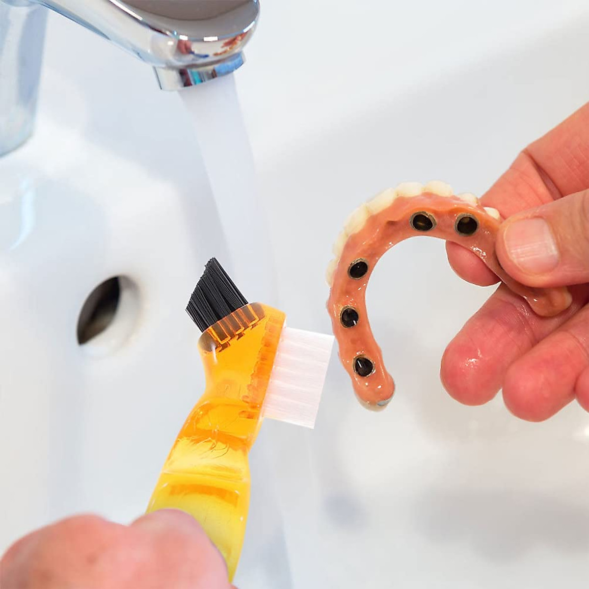 FOMIYES Toothbrushes 3pcs Cleaning Brush Hard Brush Toothbrush Double Sided False Brush Heads Portable for False Cleaning Cleaning